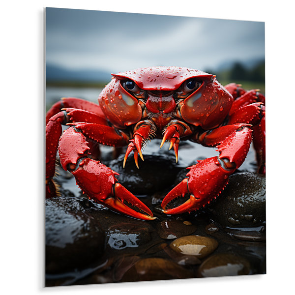 Bungalow Rose Vibrant Crayfish Portrait On Metal Print | Wayfair