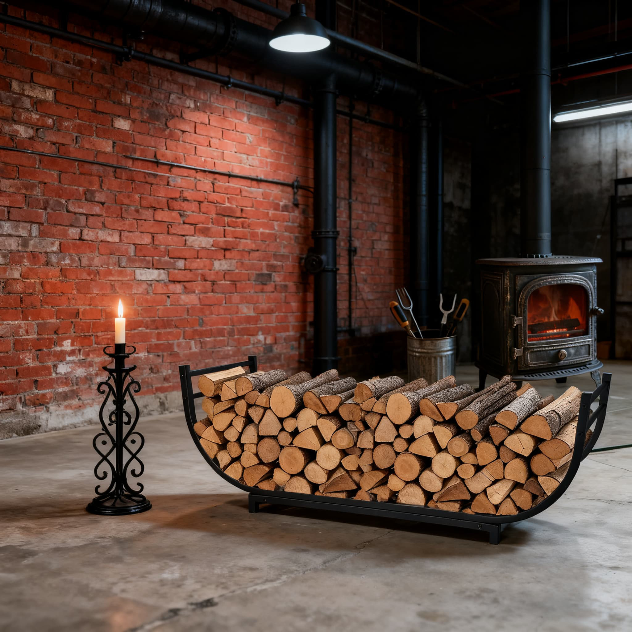 17 Stories Curved Firewood Rack For Indoor & Outdoor Use, Heavy-Duty ...