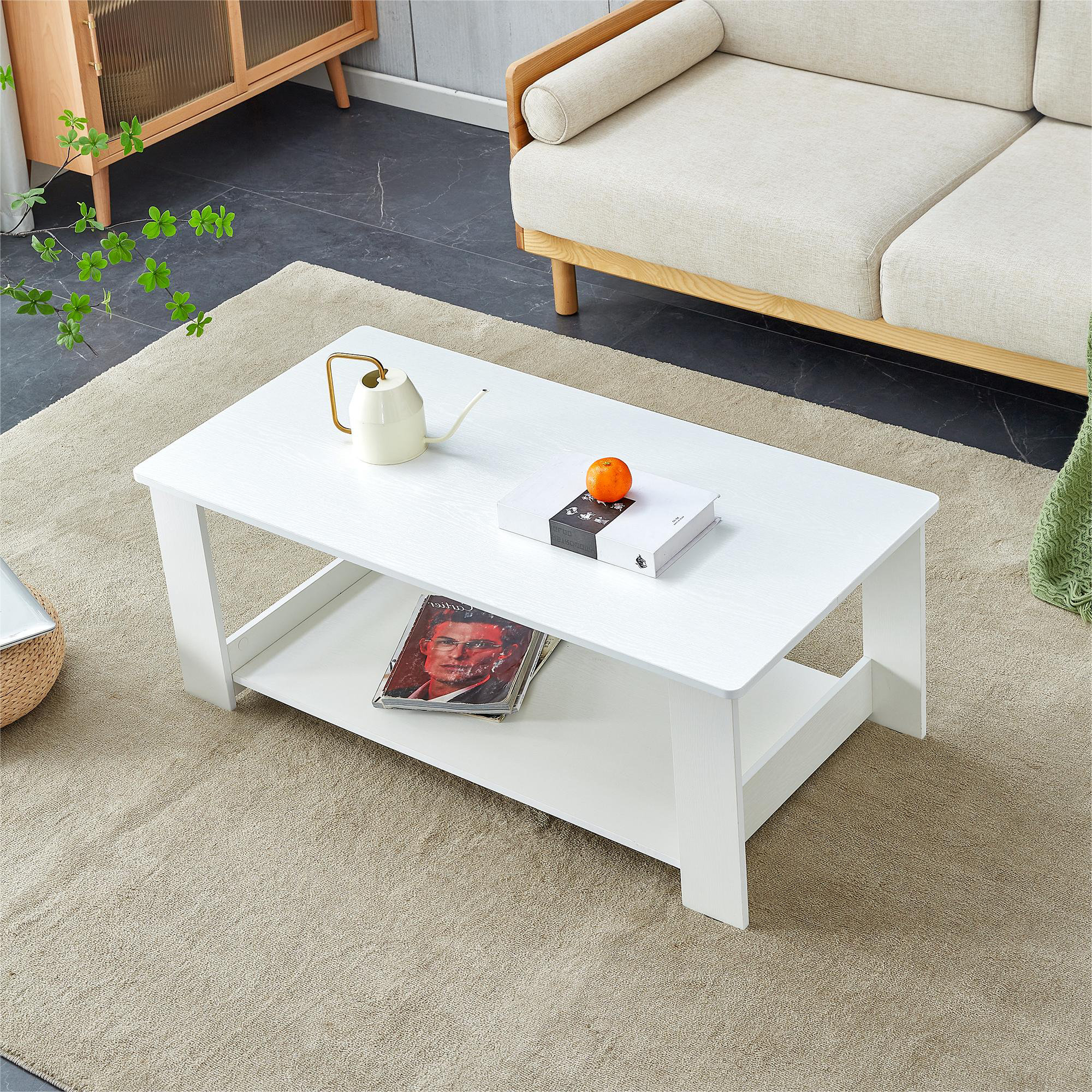 Ebern Designs Etsuo 43.3'' W Modern Textured Coffee Tables,Double ...