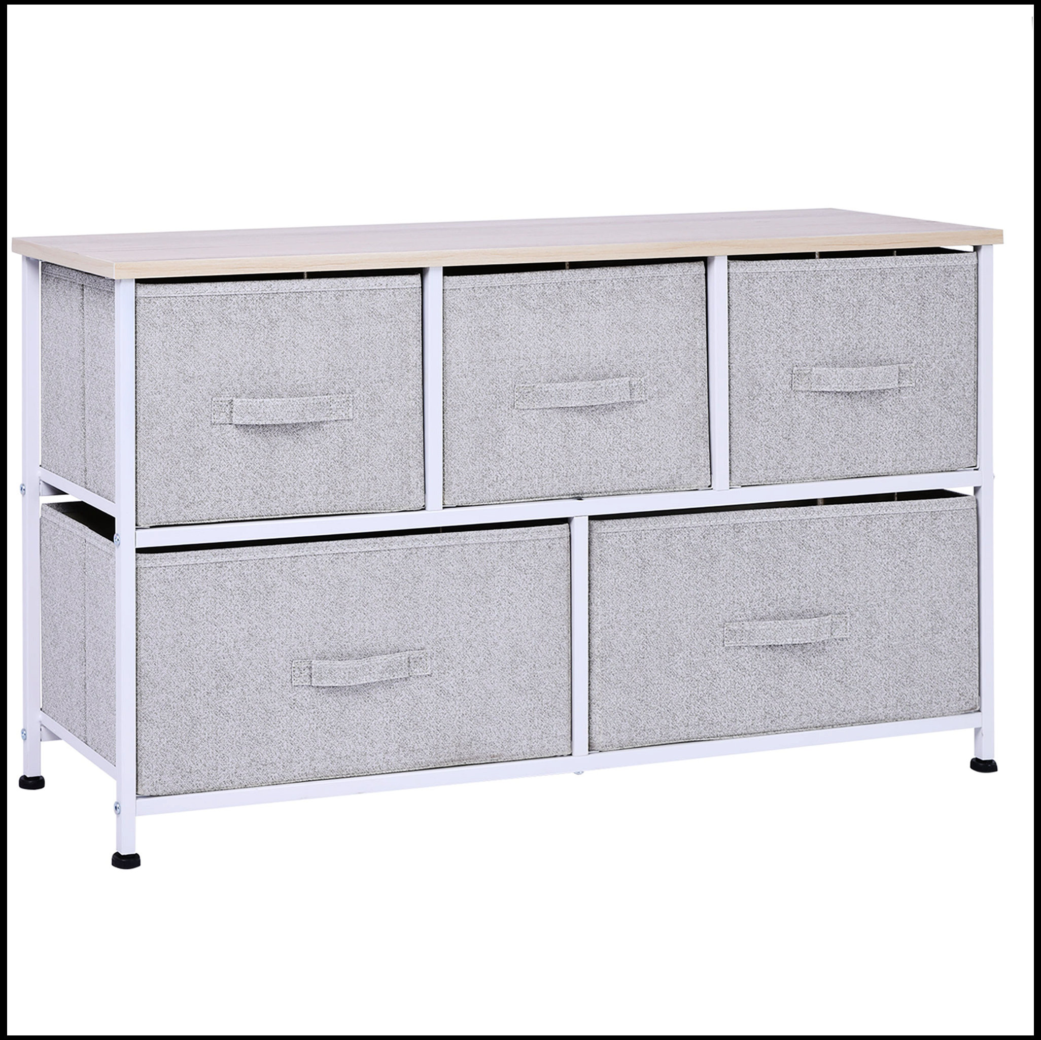 Rebrilliant 40" L 5 Drawer Horizontal Storage Cube Dresser Unit Bedroom ...