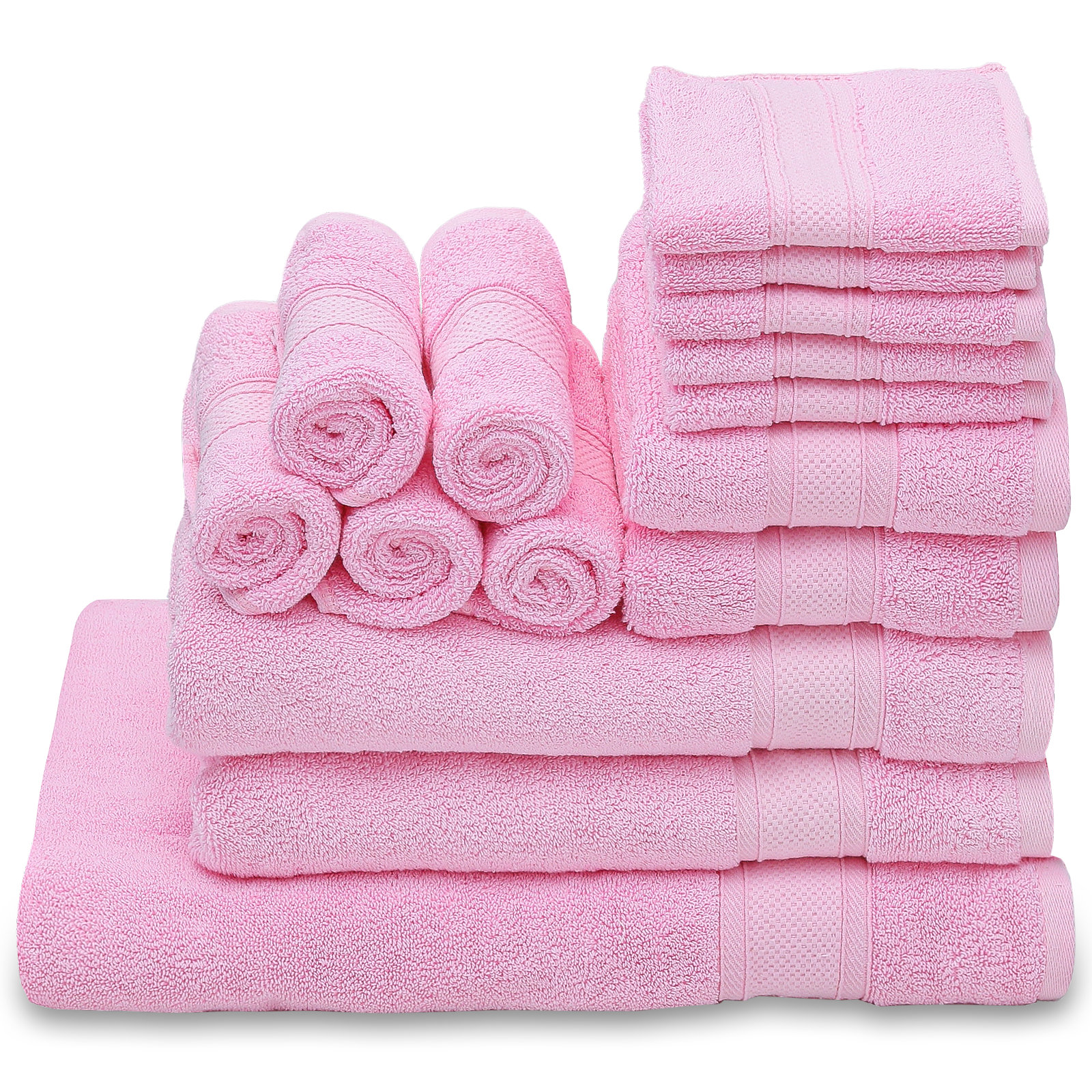 Hokku Designs Jazlena 15 Piece 100% Cotton Bath Towels Hand Towels Wash ...