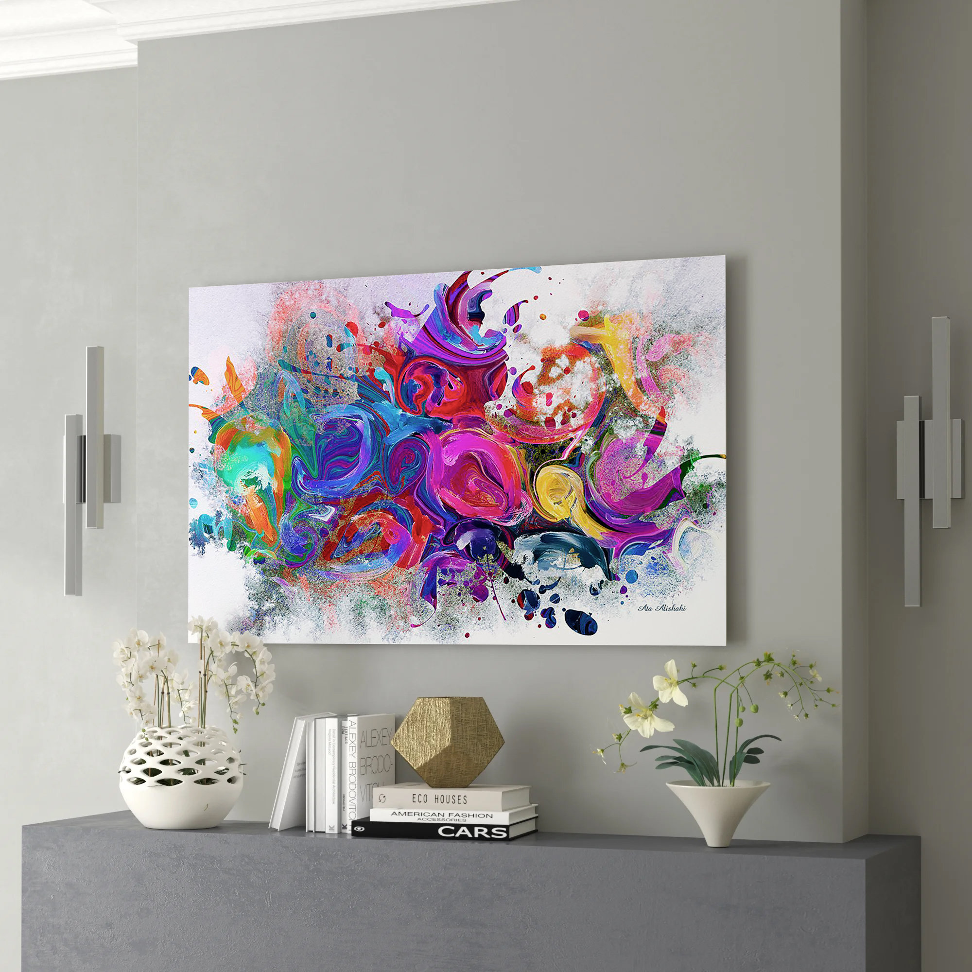 Ebern Designs Dark Color Explosion' Oil Painting Print on Wrapped ...