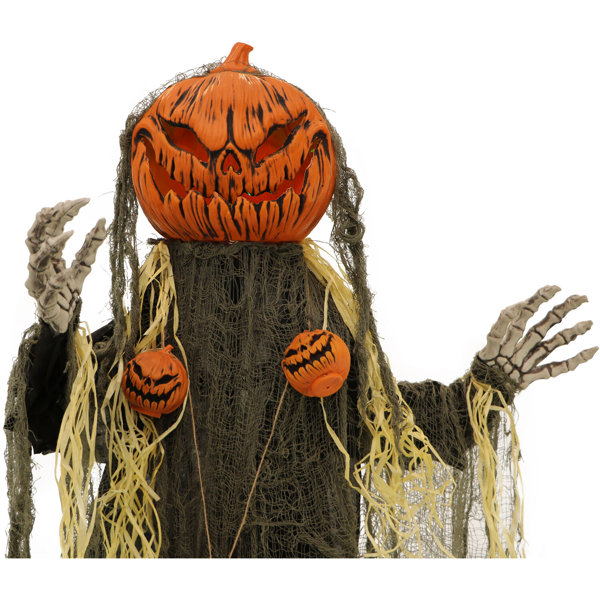 Haunted Hill Farm Life-Size Scary Pumpkin Man Halloween Prop with ...