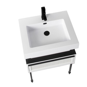 Wrought Studio Strobel 24'' Single Bathroom Vanity with Manufactured ...