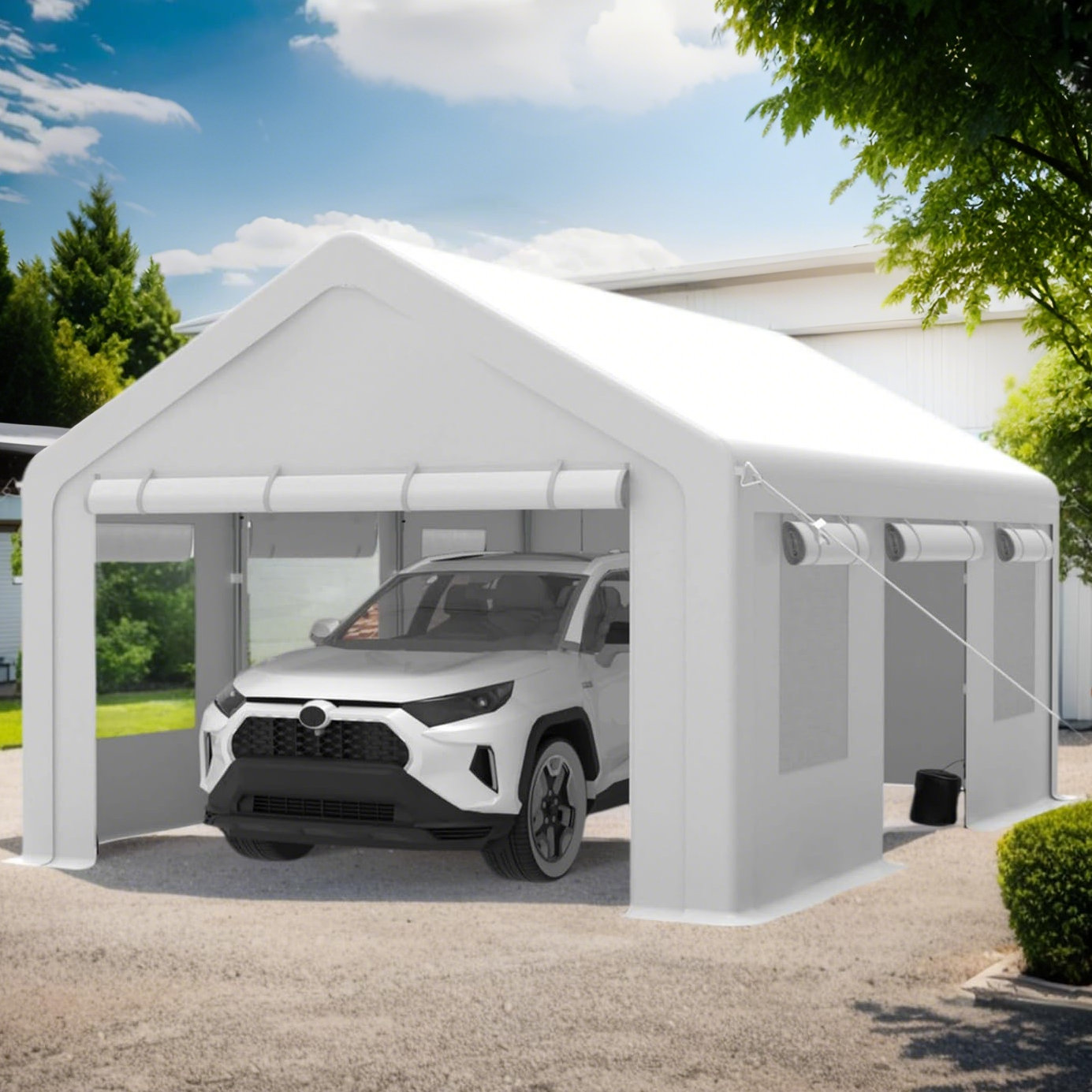 LumiParty Abri d'auto portatif robuste, structure en acier galvanisé ...