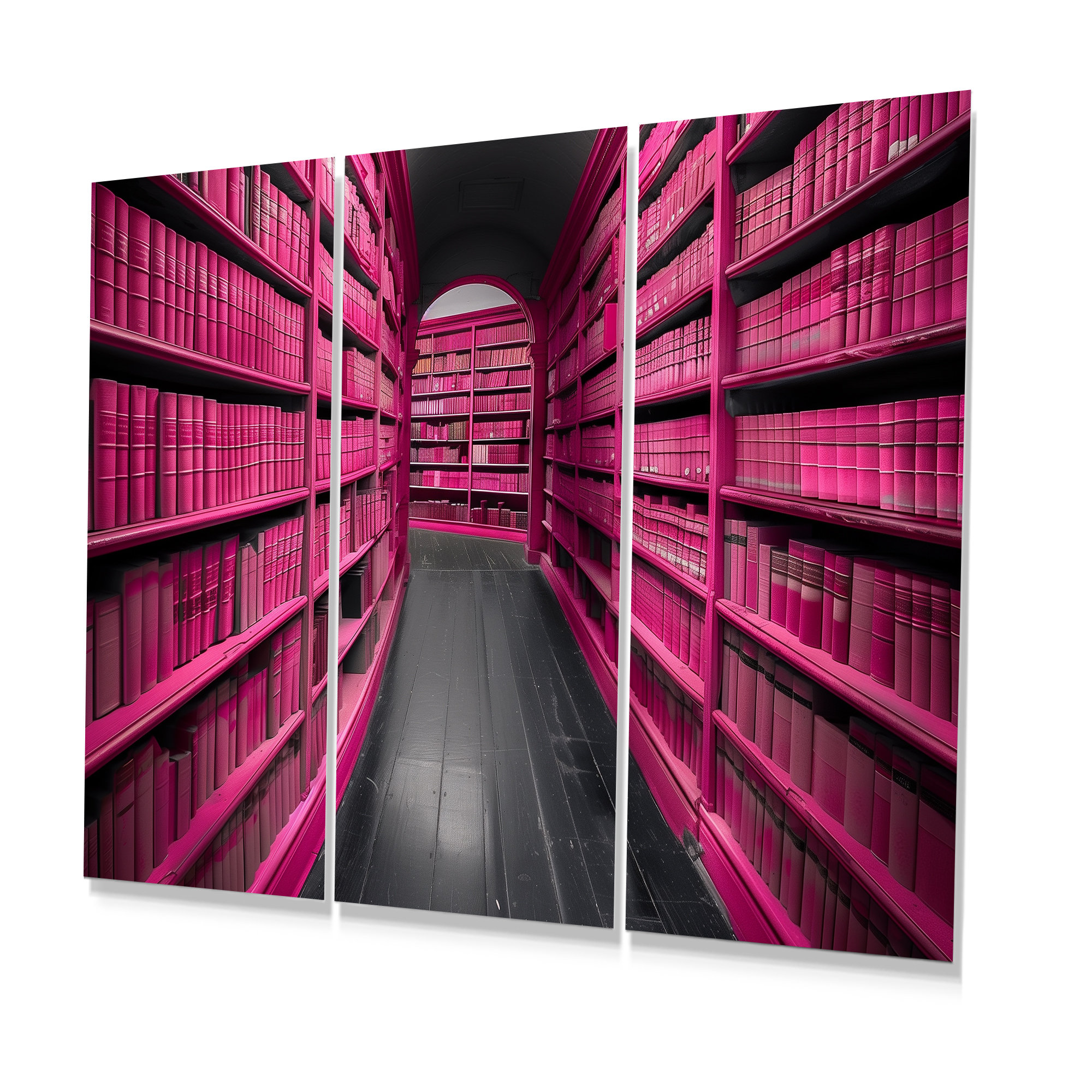 Latitude Run® Pink Grey Library Bookshelf Perspective I - Libraries ...