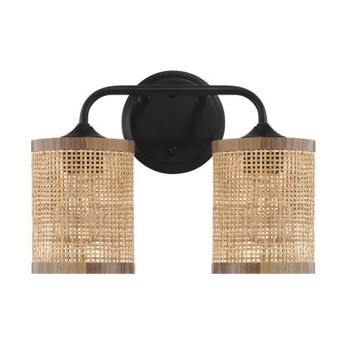 Bay Isle Home Quell Double Light Vanity Armed Sconce Rattan Shade with ...