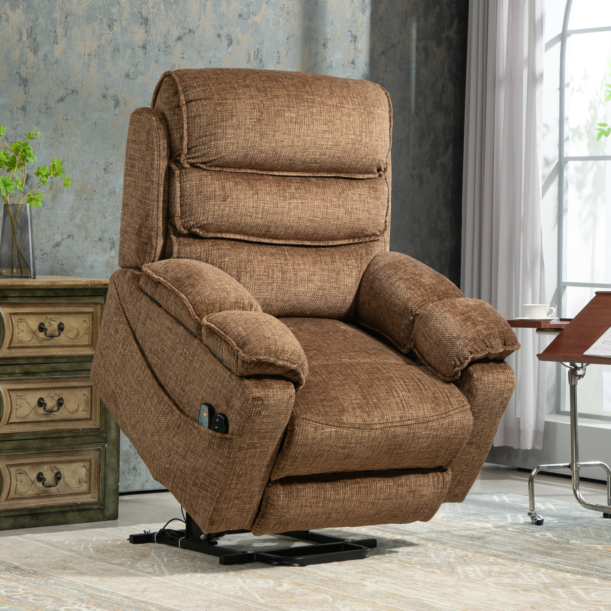 Latitude Run® Oversized Recliner Chair With Extended Footrest - Power ...