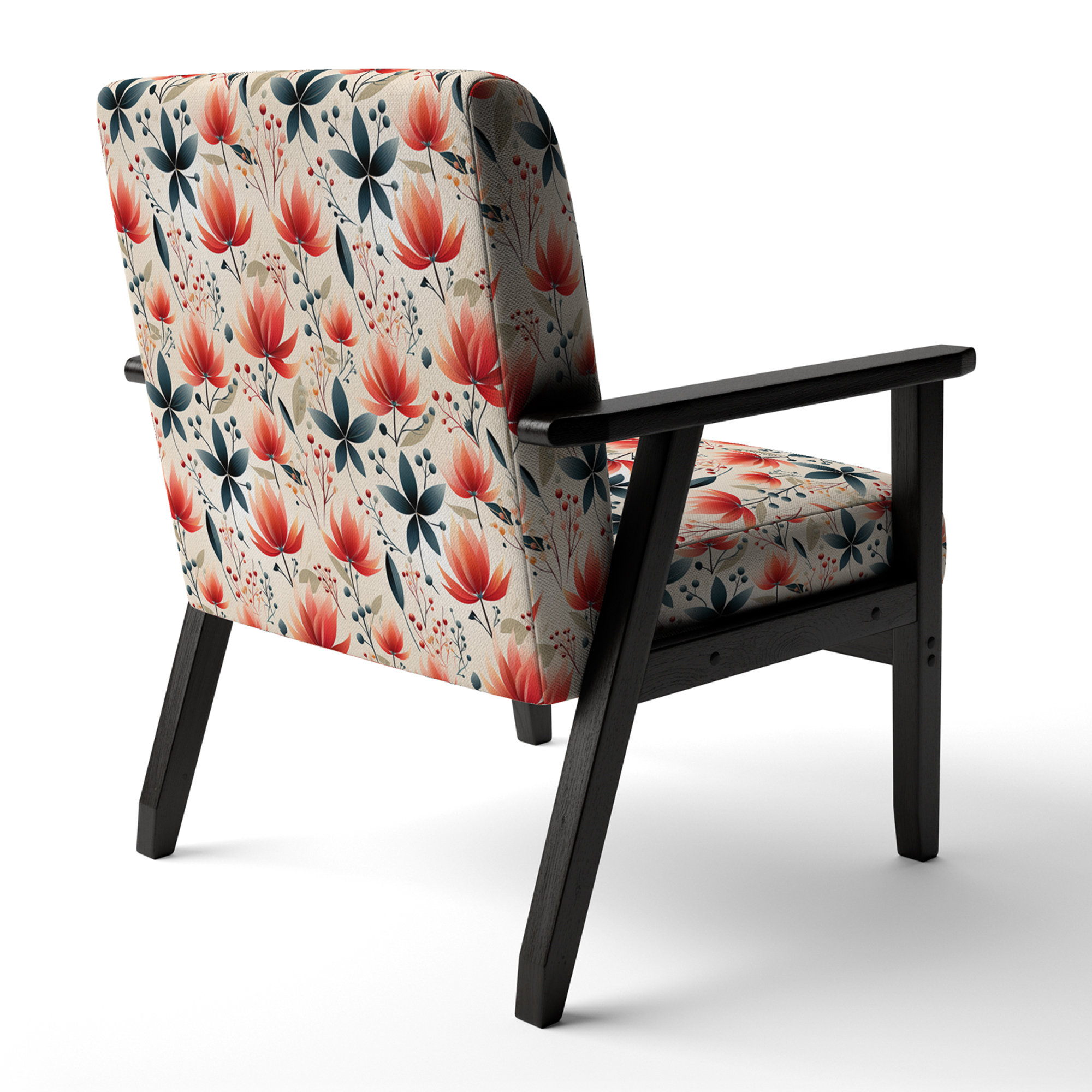 Red Barrel Studio® Elegant Red Floral Pattern III - Upholstered Cottage ...