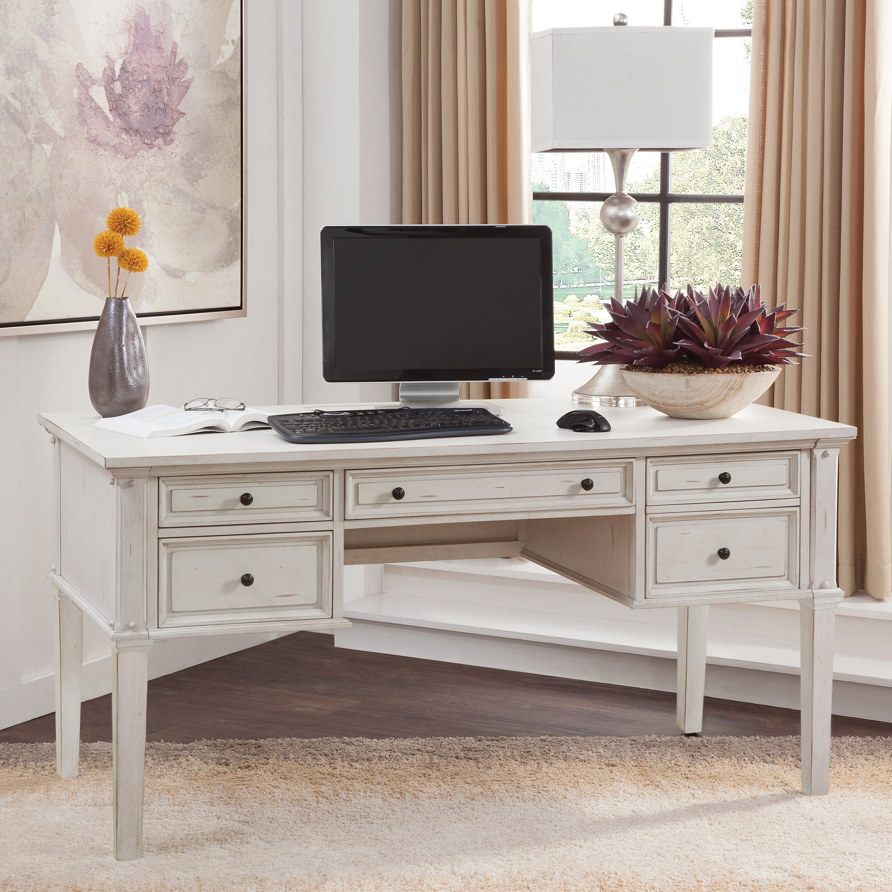 Laurel Foundry Modern Farmhouse Ilfracombe Solid Wood Desk with Built ...