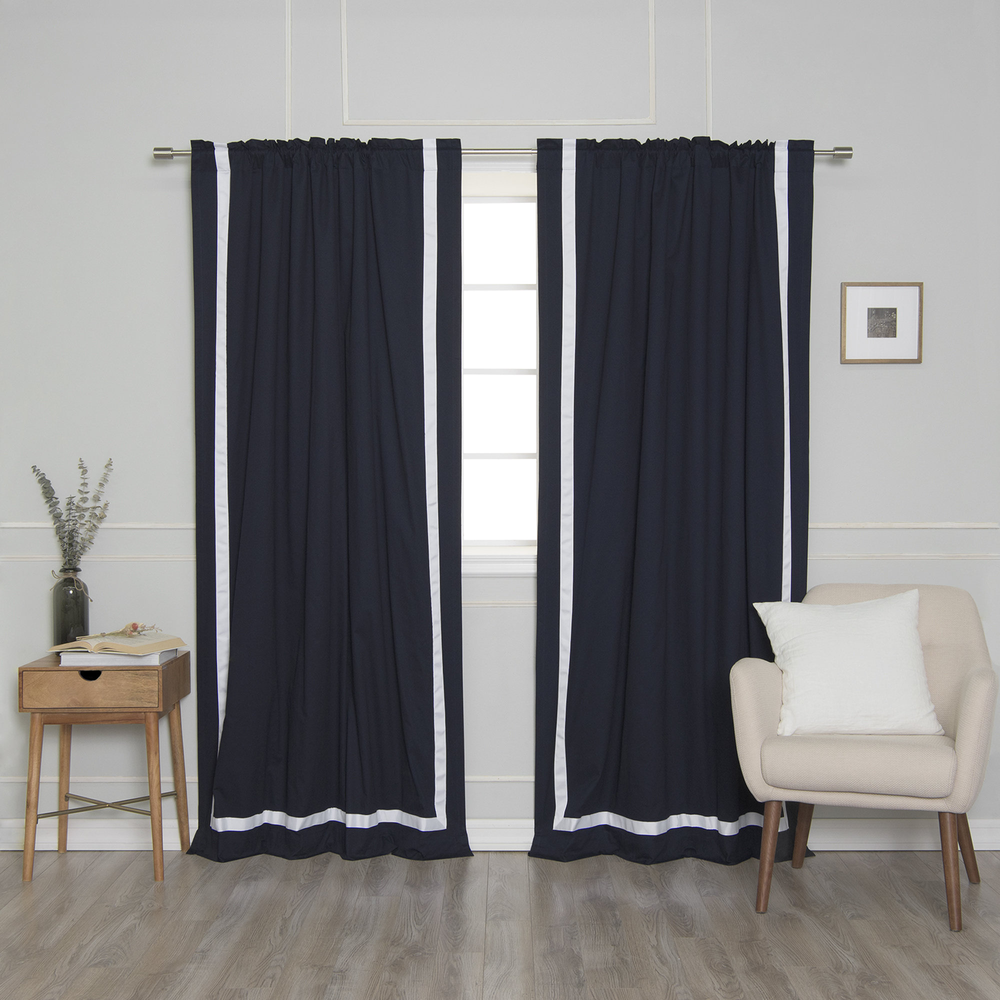Birch Lane™ Nico 100% Cotton Solid Blackout Thermal Rod Pocket Curtain ...