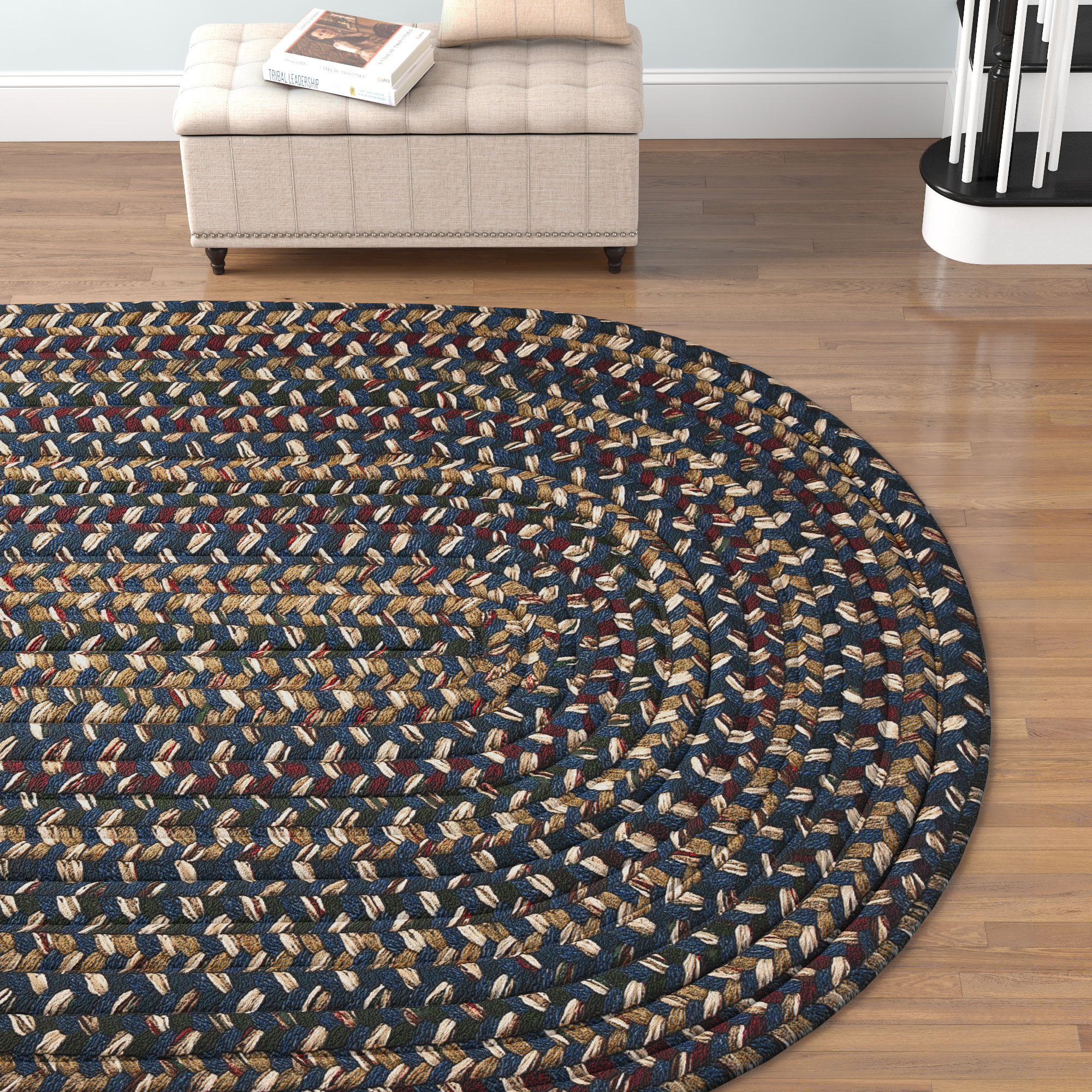 Langley Street® Entwistle Braided Wool Federal Blue Braided Area Rug ...