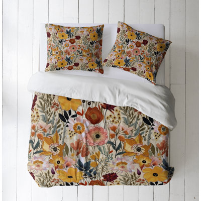 Sweet Jojo Designs Boho Floral Wildflower Black And Orange Duvet Cover ...