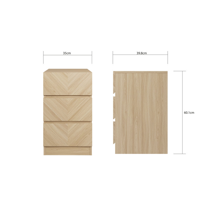 Alpen Home Kascha 3 Drawer Bedside Table & Reviews | Wayfair.co.uk