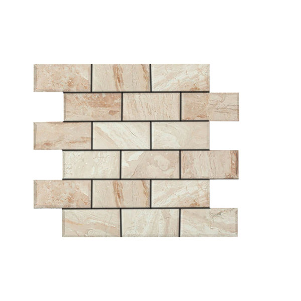 Nesttile Queen Beige Marble 2" x 4" Deep-Beveled Brick / Subway Mosaic ...