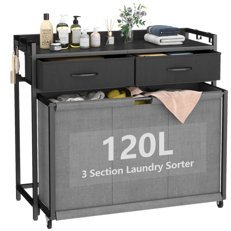 17 Stories Rustand Rolling Laundry Sorter with Handles & Reviews | Wayfair