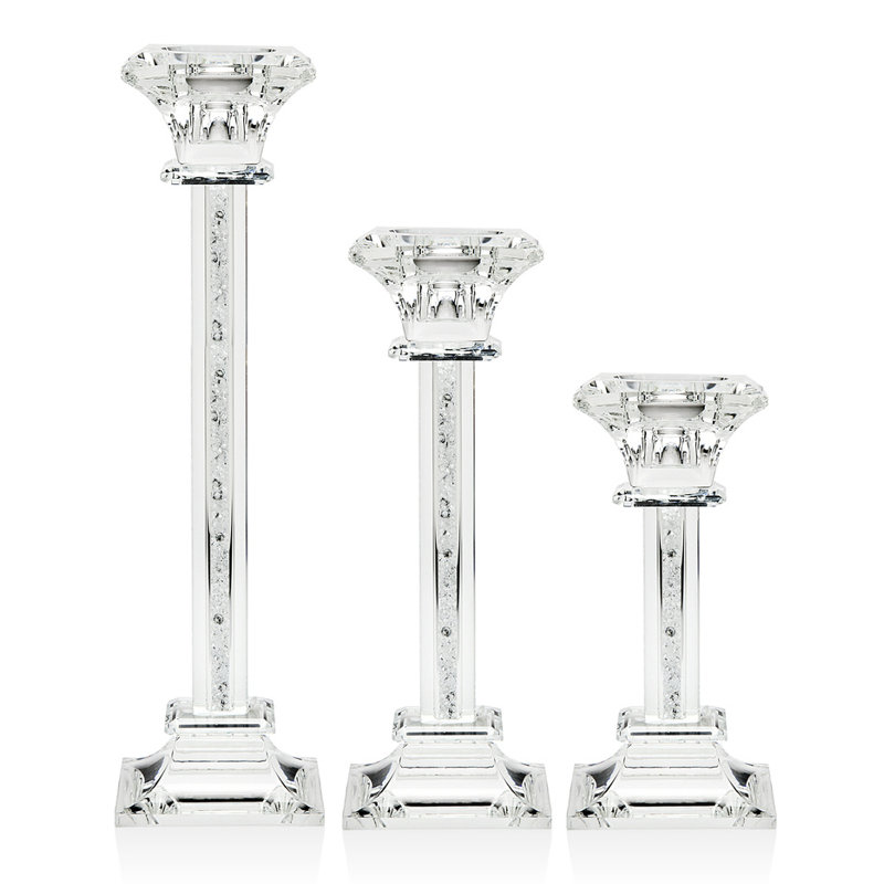 Godinger Silver Art Co 3 Piece Glass Candlestick Set | Wayfair