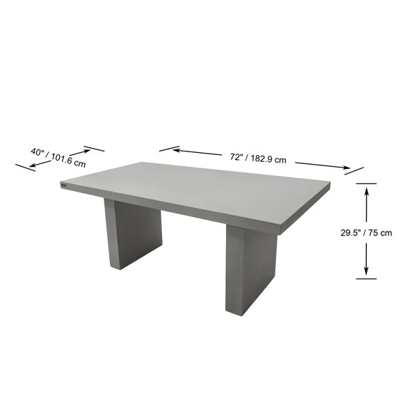 Elementi Home Santiago 72" Rectangular Space Grey Concrete Dining Table ...