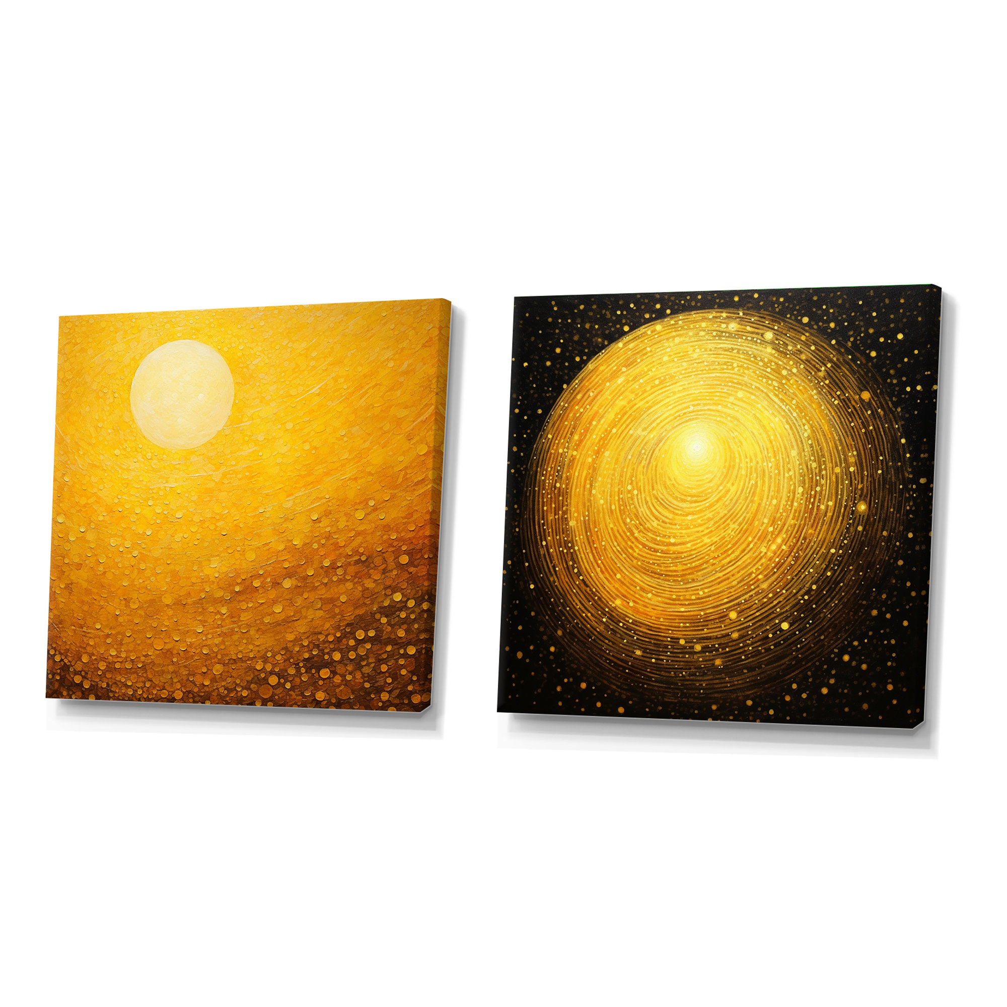 Ivy Bronx Moon Lemon Light Fantasy - Abstract Shapes Square Collage Set ...