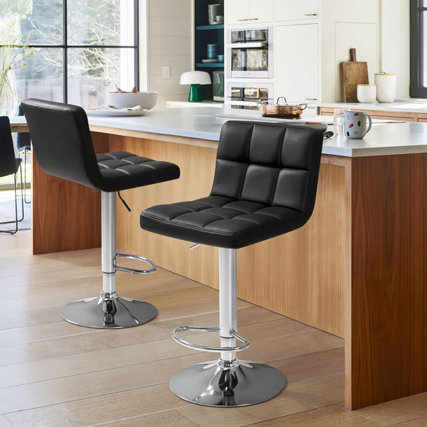 Wrought Studio Heloisa Vegan Leather Swivel Adjustable Height Bar Stool ...