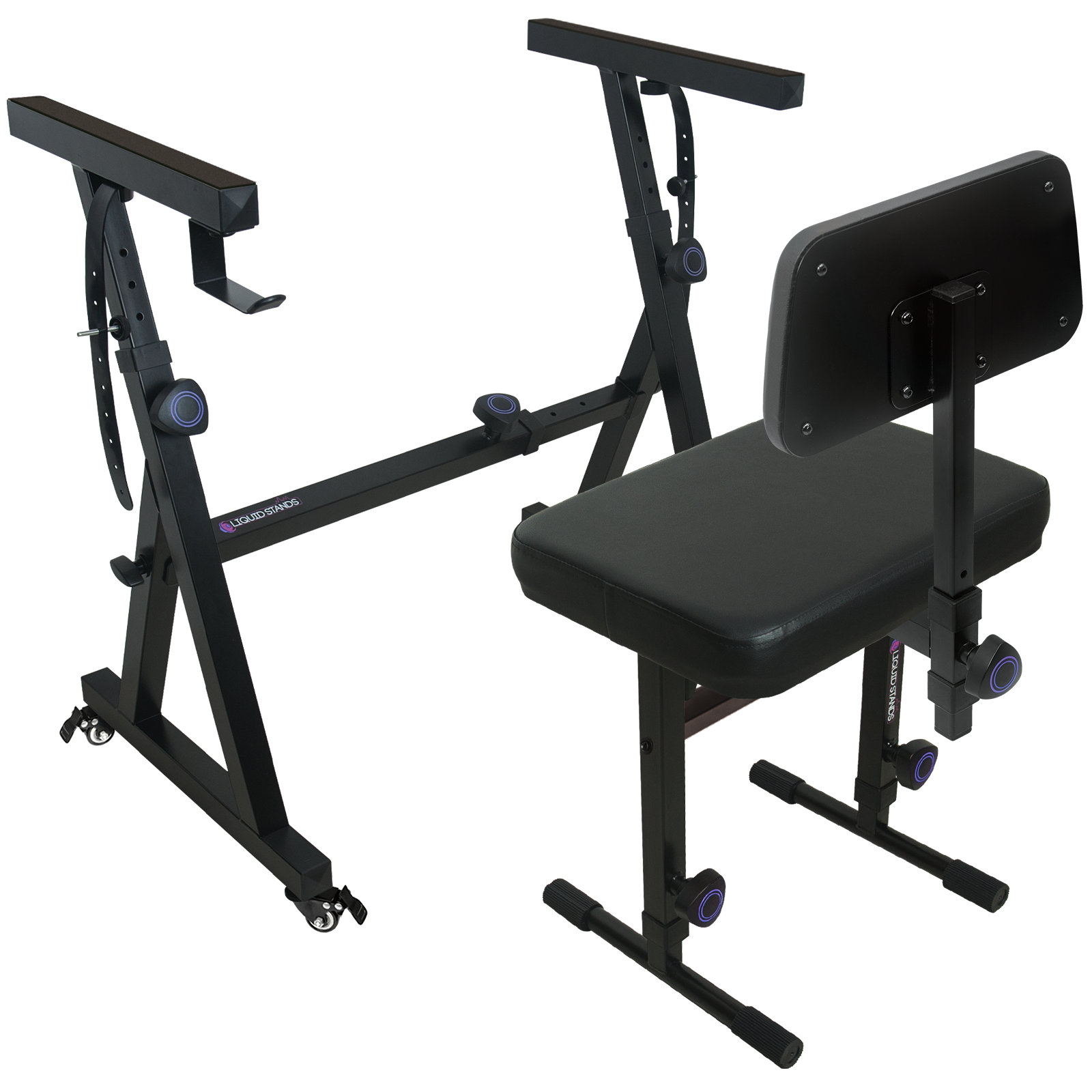 Liquid Stands Piano Keyboard Stand W/ Wheels And Bench Adjustable Stool ...