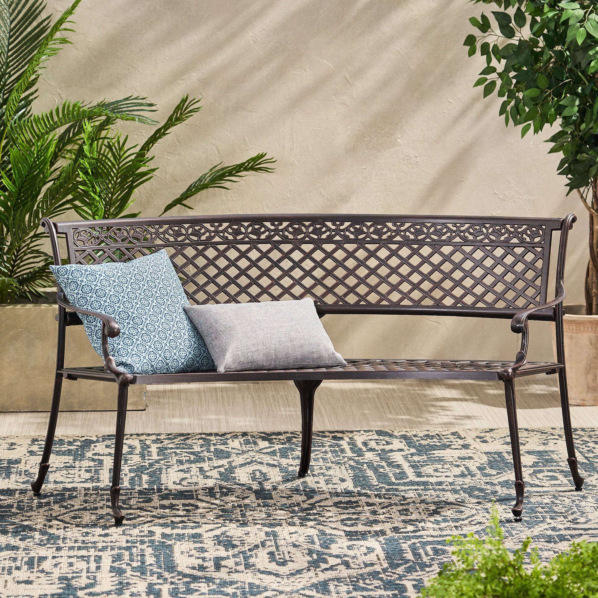 Bloomsbury Market Sector Outdoor Curved Seat - Cast Aluminum With ...