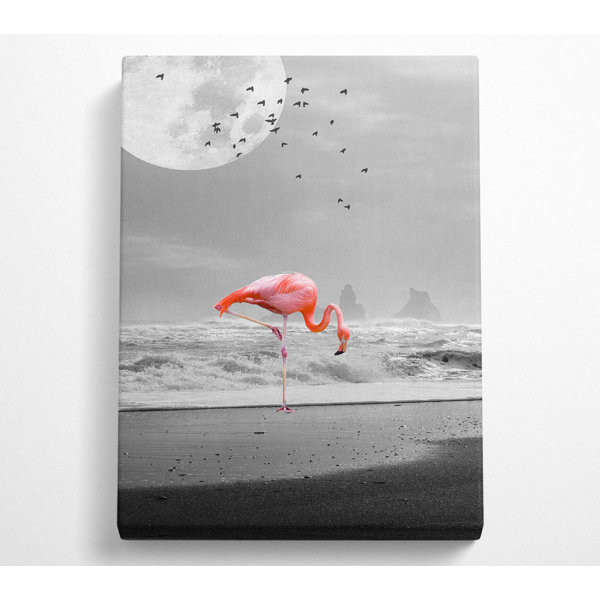ClassicLiving Flamingo Night Moon - No Frame Print on Canvas | Wayfair ...