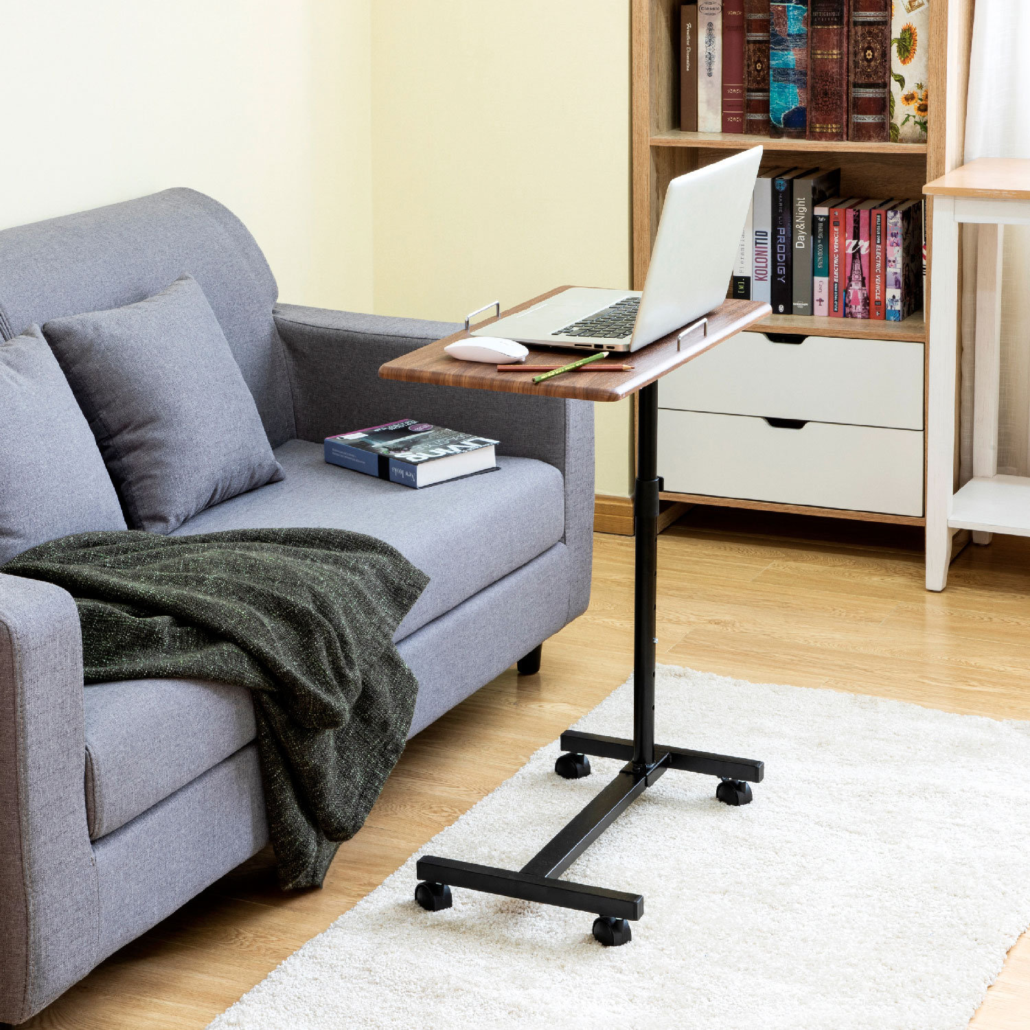 Inbox Zero Aceston Bed Tray Height Adjustable Overbed Table with Wheels ...