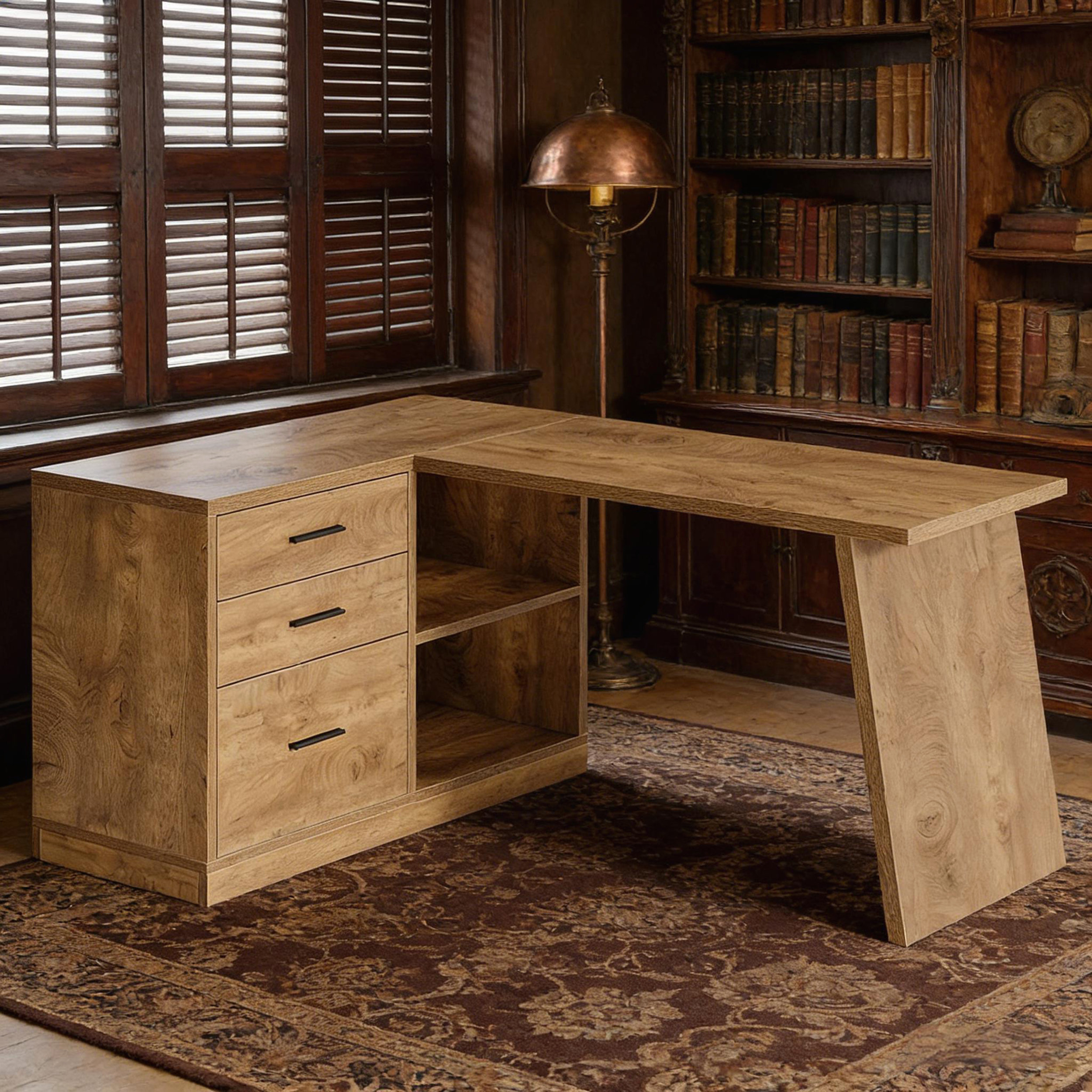 Latitude Run® Corner Writing Desk, L-Shaped Office Desk with Ample ...