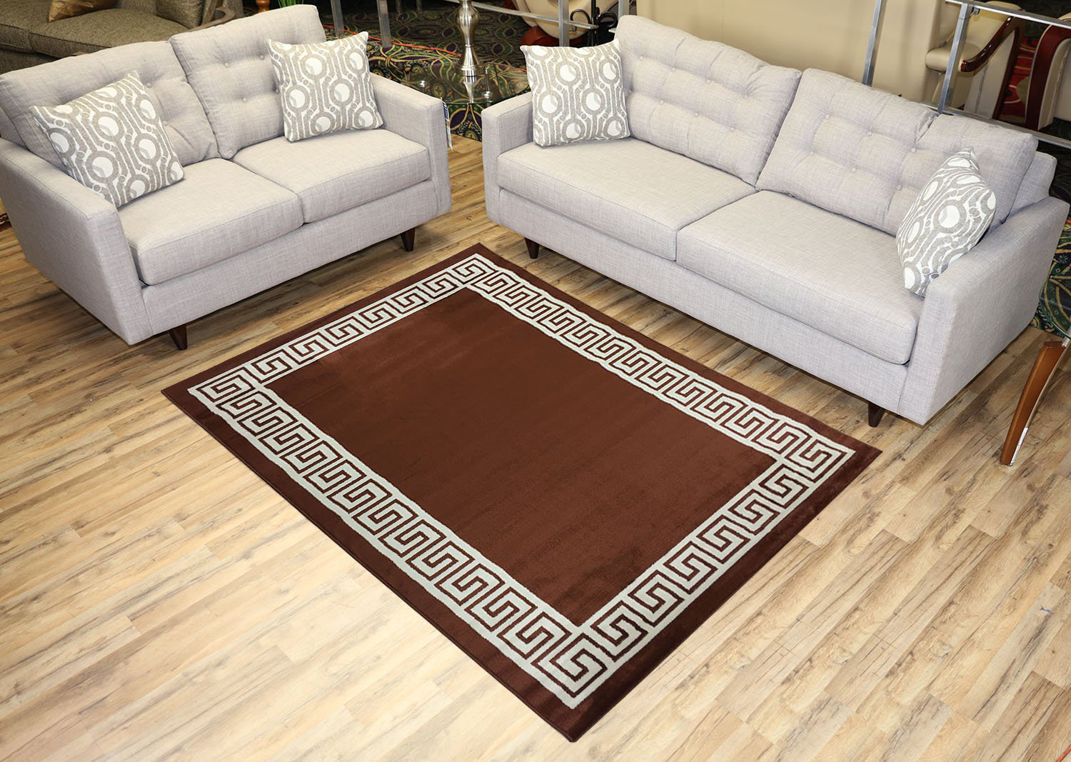 World Menagerie Greek Key Meander Bordered Area Rug | Wayfair