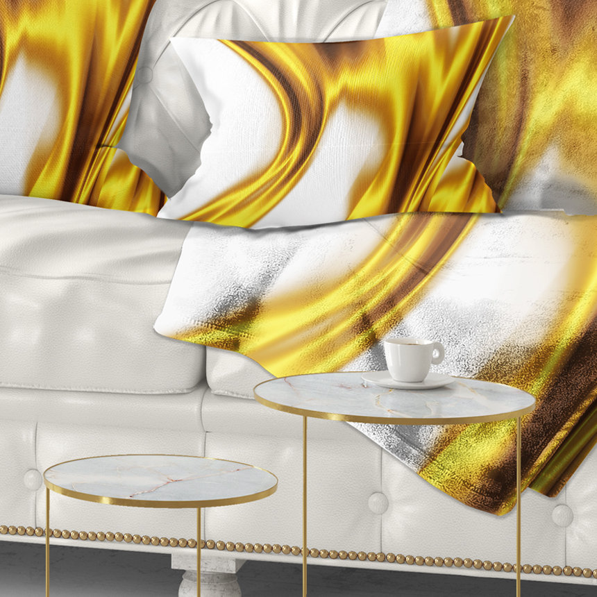 Design Art Bright Gold Texture Pattern - Abstract Printed Pillow | Wayfair