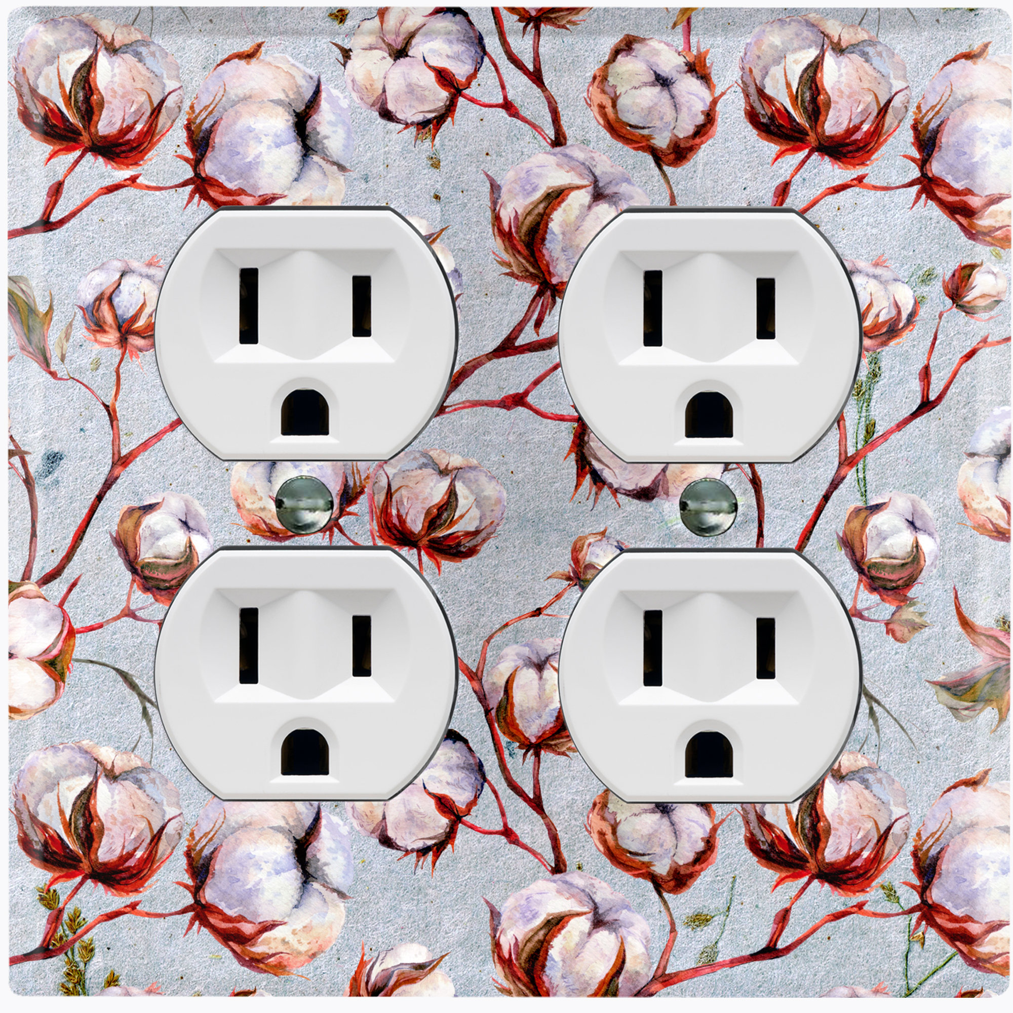 WorldAcc Cotton Flower 2-Gang Duplex Outlet Combination Wall Plate ...