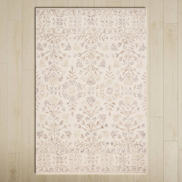 Aden Wool Ivory/Blue Rug & Reviews | Birch Lane