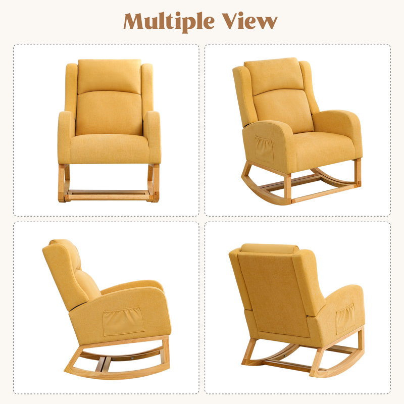 Harriet Bee 27.3" Wide Rocking Chair with Solid Wood Leg and Footrest ...