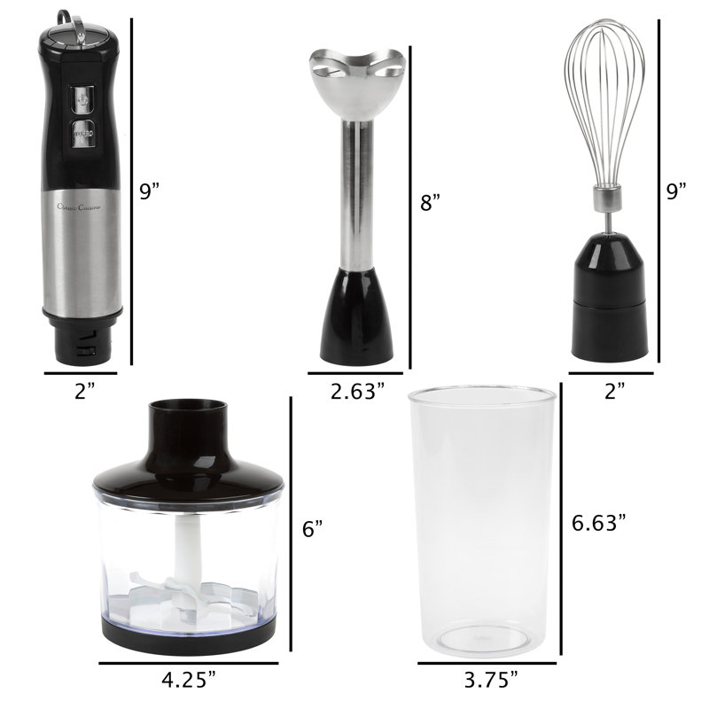 Classic Cuisine 6-Speed Immersion Blender - 4-in-1 Hand Mixer with ...