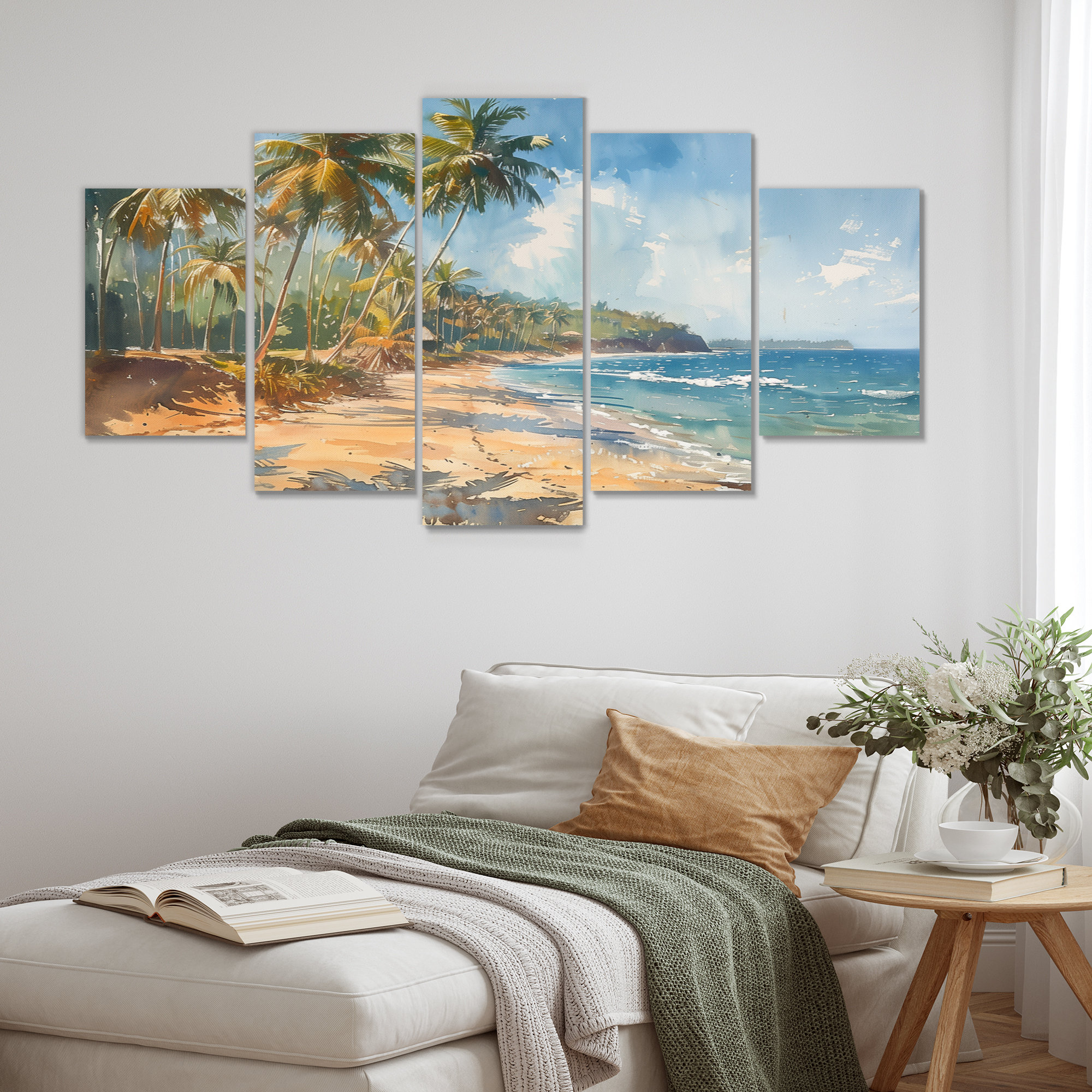 Beachcrest Home™ Blue Green Palm Trees Coastal Breeze VIII - Palms ...