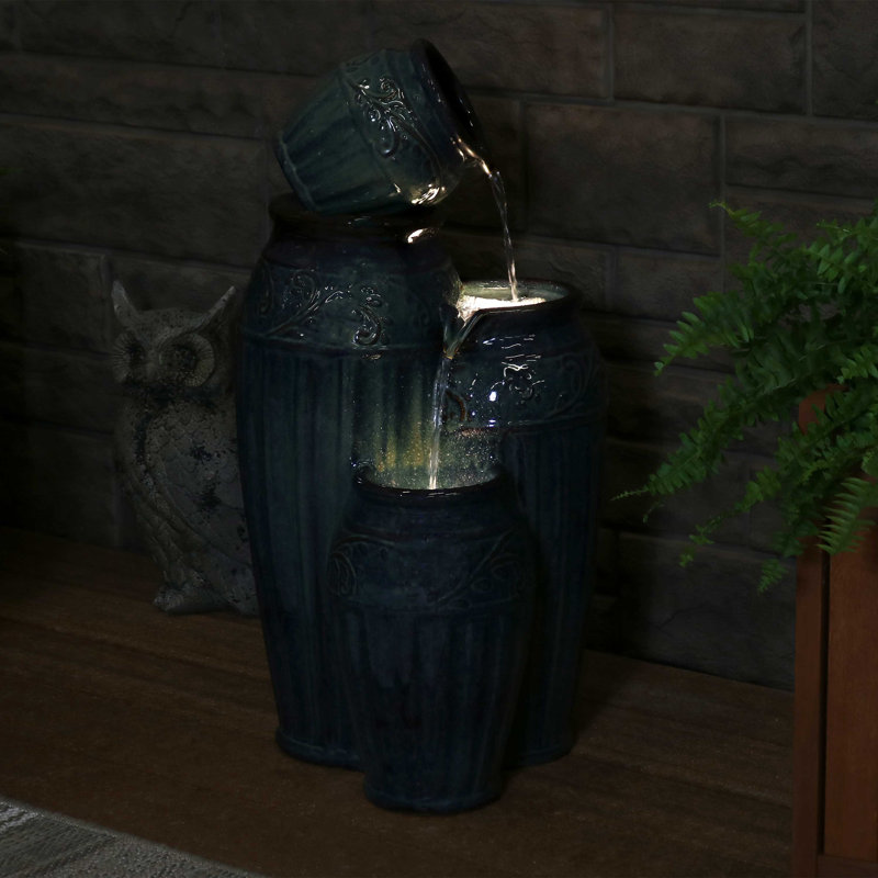 Red Barrel Studio® Kupski Tour de Vase Ceramic Outdoor Water Fountain ...