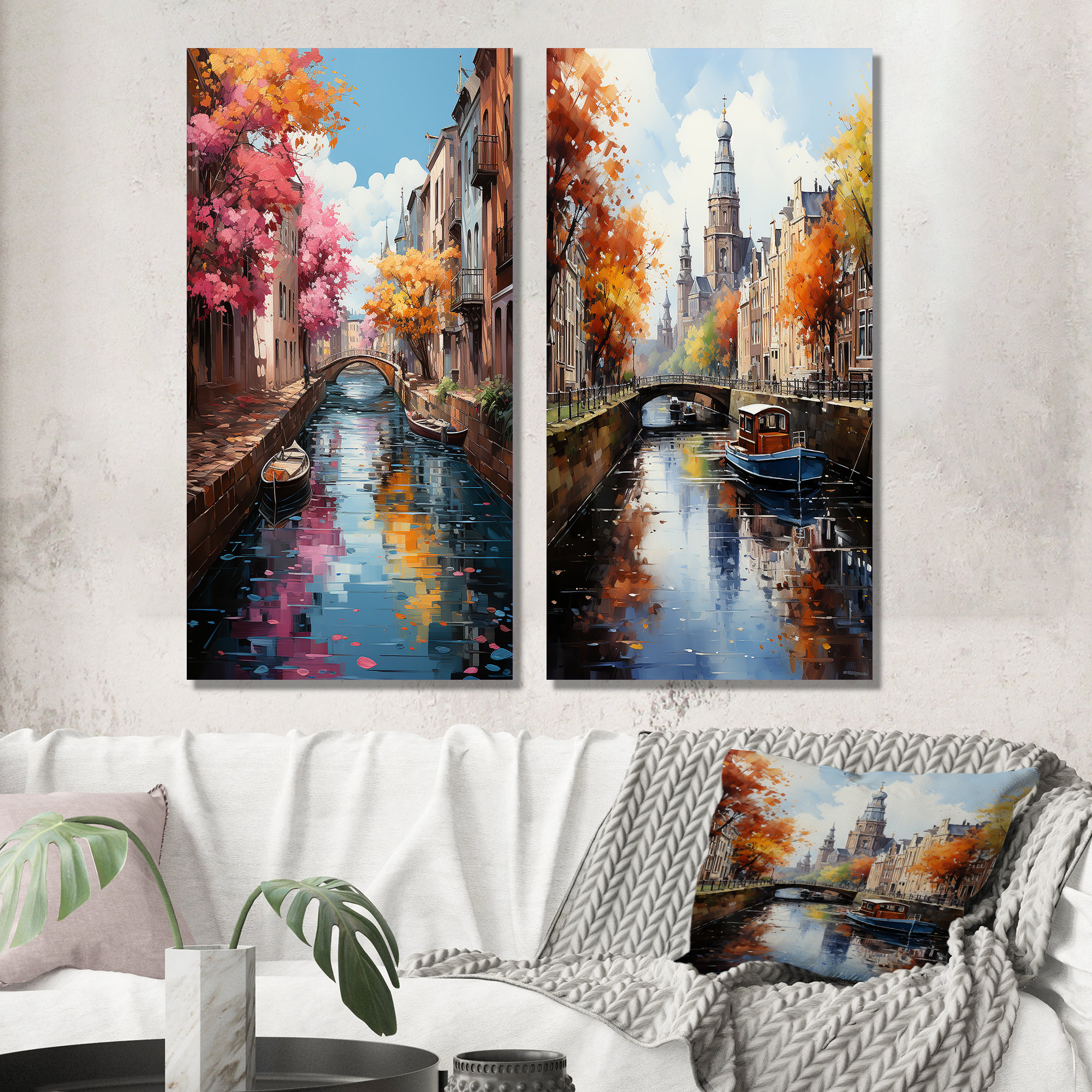 Winston Porter Beige Canal Vibrant Waterways Bold - Cityscapes Wall ...