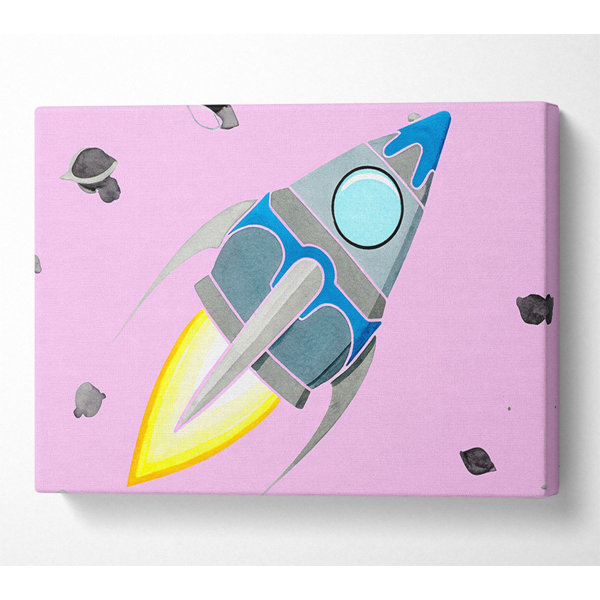 Isabelle & Max Rocket Ship Pink - Wrapped Canvas Print | Wayfair.co.uk