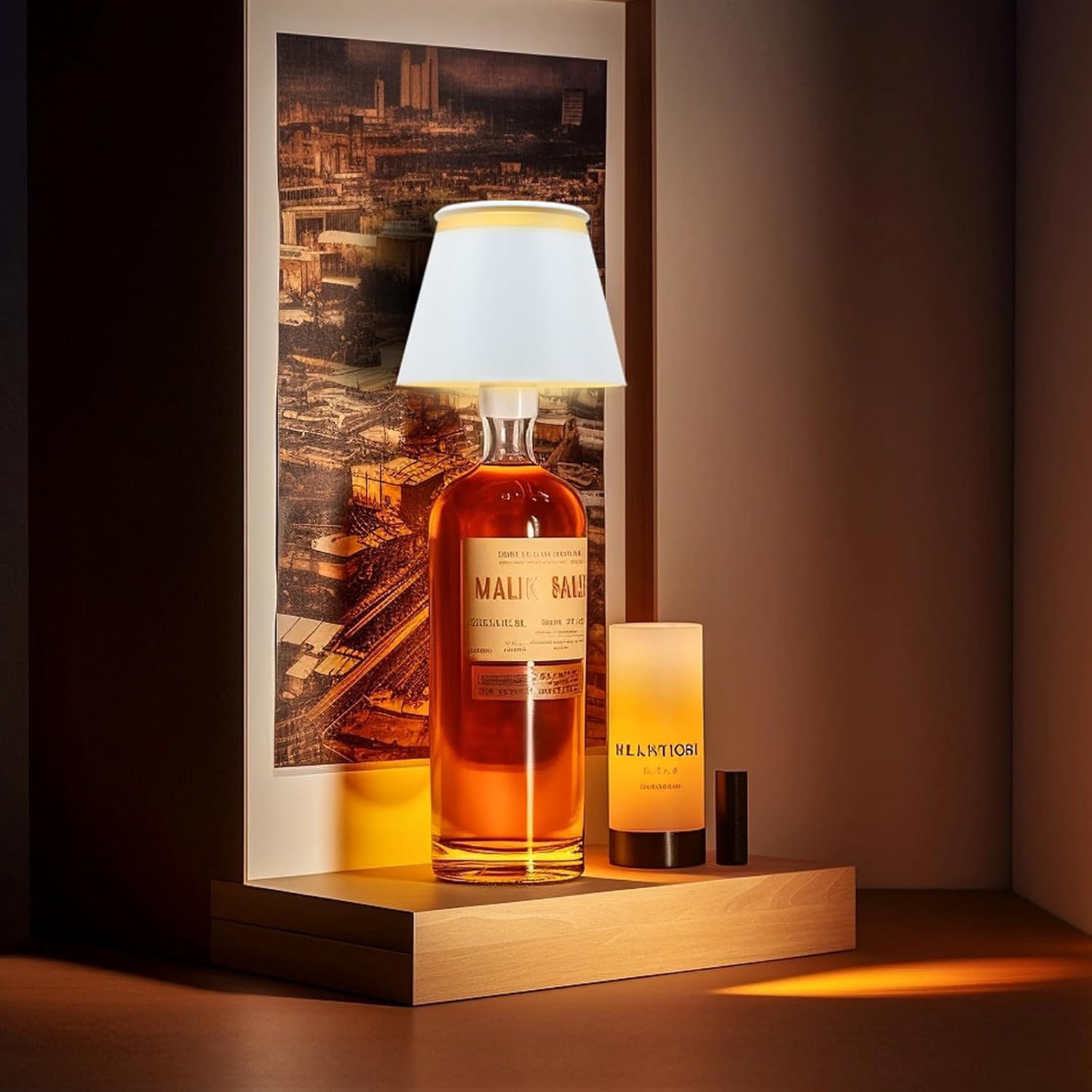 Ivy Bronx Rechargeable Wireless Bottle Lamp With Remote Control, Dimmable Cordless Lamp Shade ...