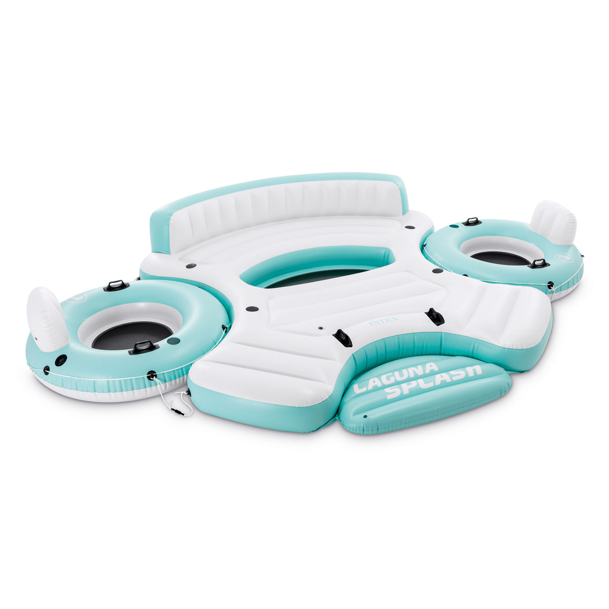 Intex Laguna Splash Island Floating Water Raft with 2 Detachable Lounge ...