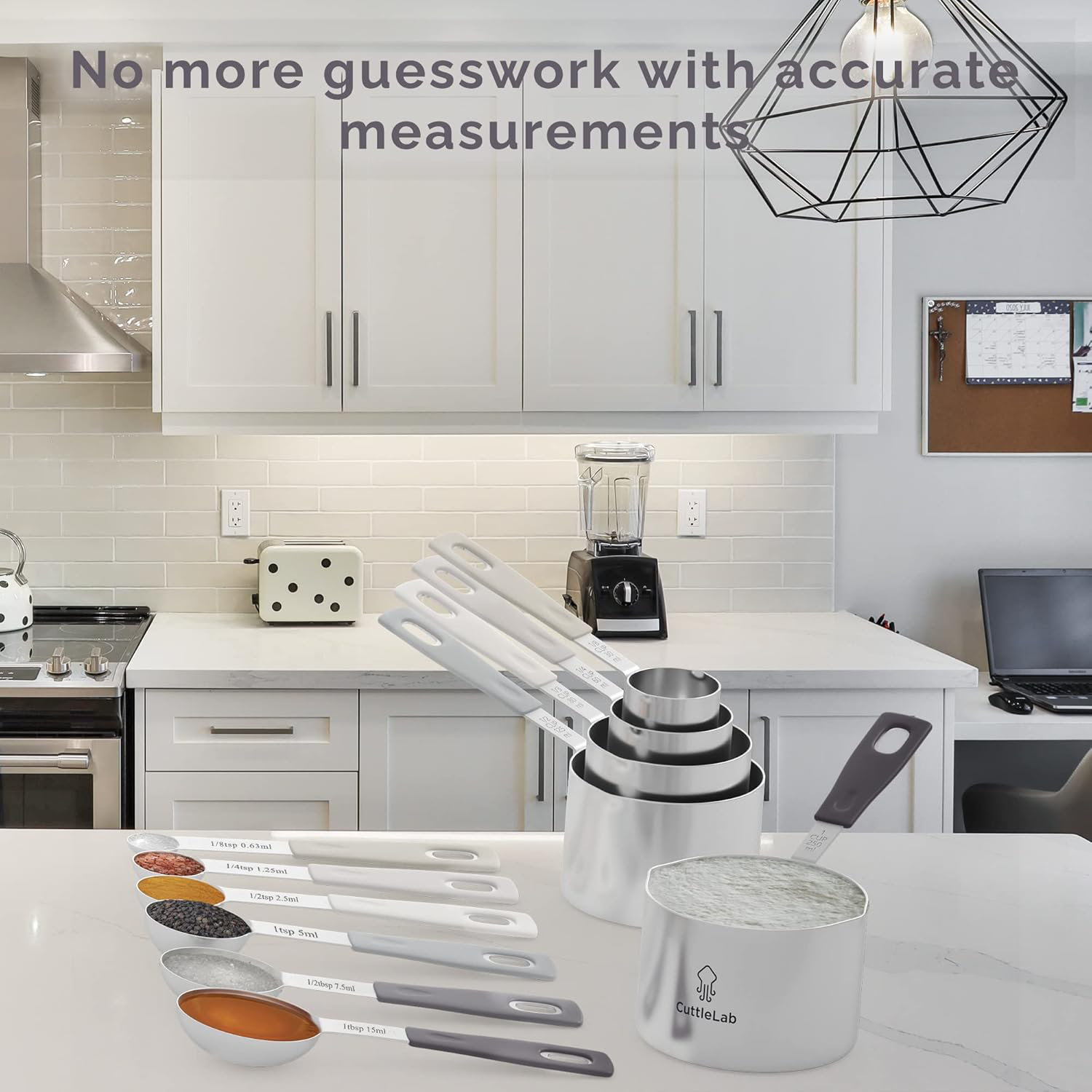 Belleze Measuring Cups And Measuring Spoons Set Of 14 - Stainless Steel ...