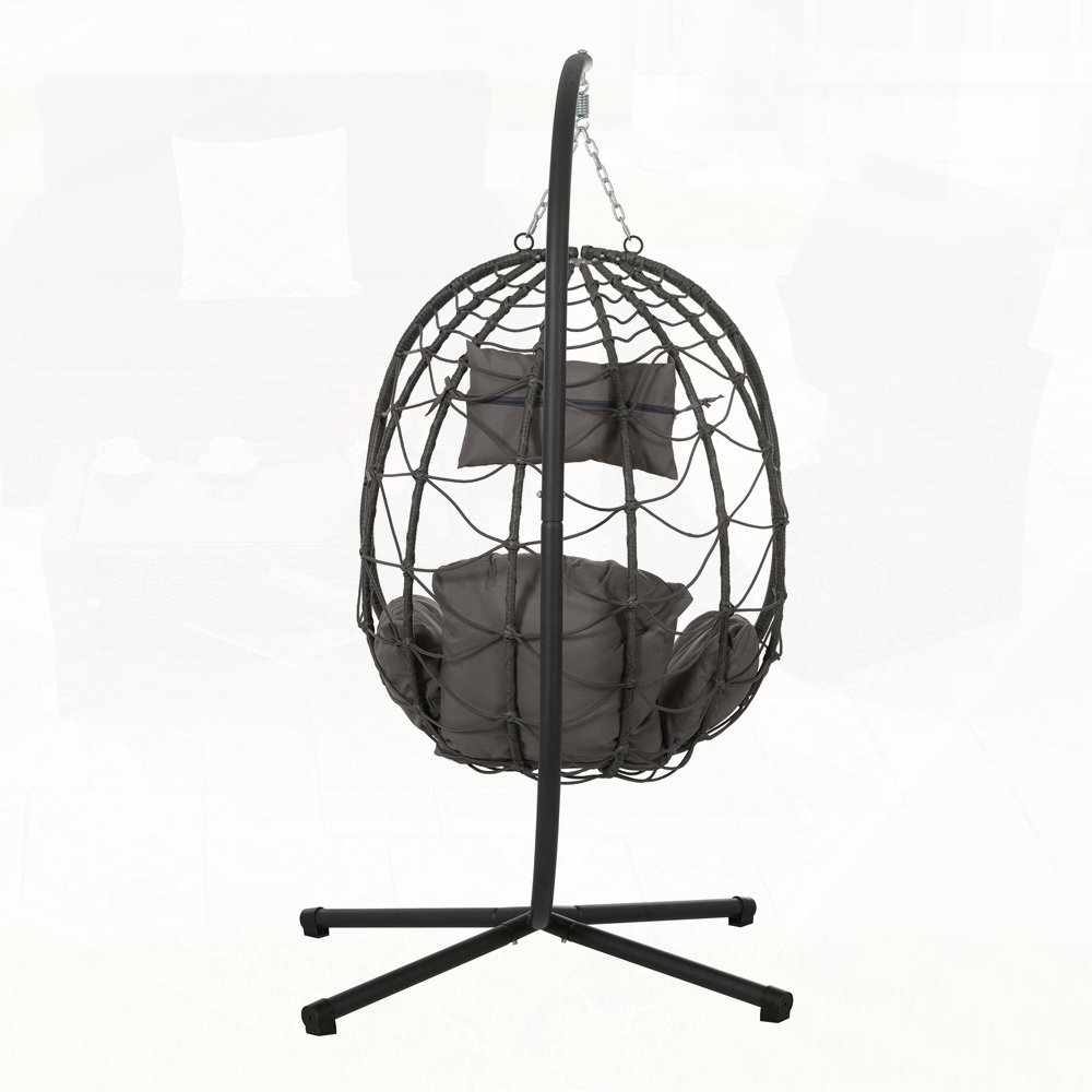 Dakota Fields Egg Chair with Stand Indoor Outdoor Swing Chair Patio ...