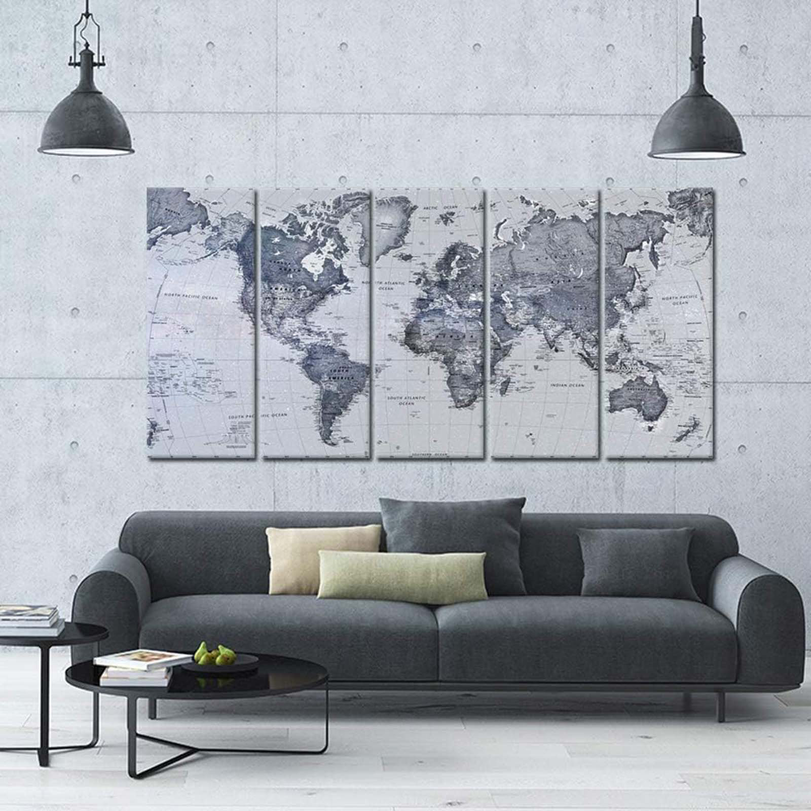 Longshore Tides 5 Pieces Vintage World Map Canvas Prints Push Pin Wall Art Decor Trace Travel ...