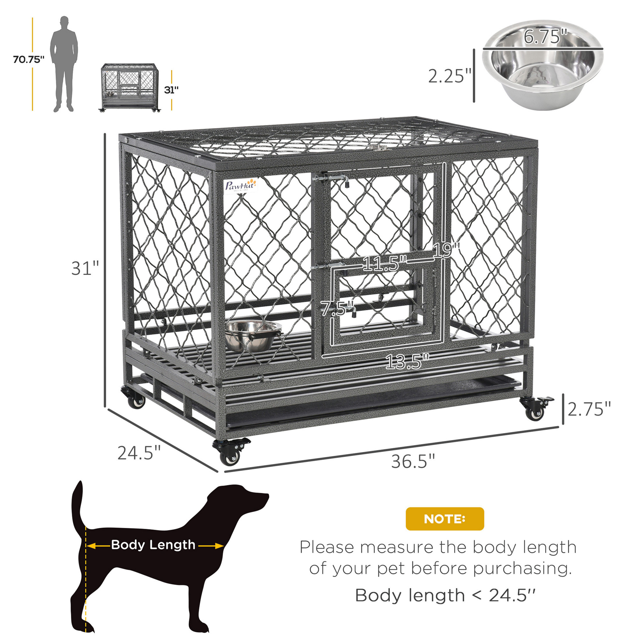 One Allium Way Heavy Duty Dog Crate Metal Kennel and Cage Dog Playpen ...