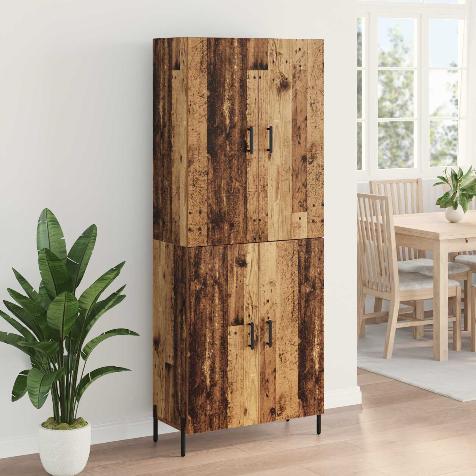 Norden Home Highboard Black Oak 69.5 X 34 X 180 Cm Engineered Wood ...