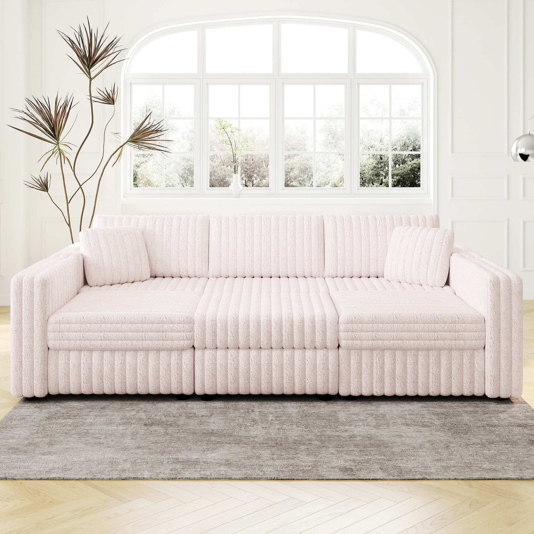 Everly Quinn Modern Pink With Storage And Detachable Pillows. Soft ...