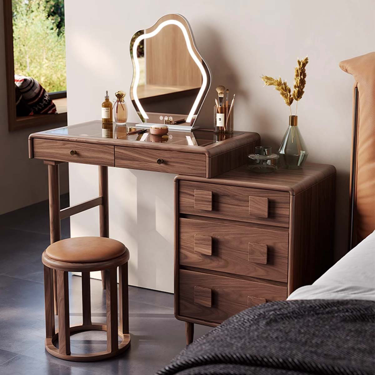 Hokku Designs Solid Wood Compact Makeup Table and Cabinet Combo | Wayfair