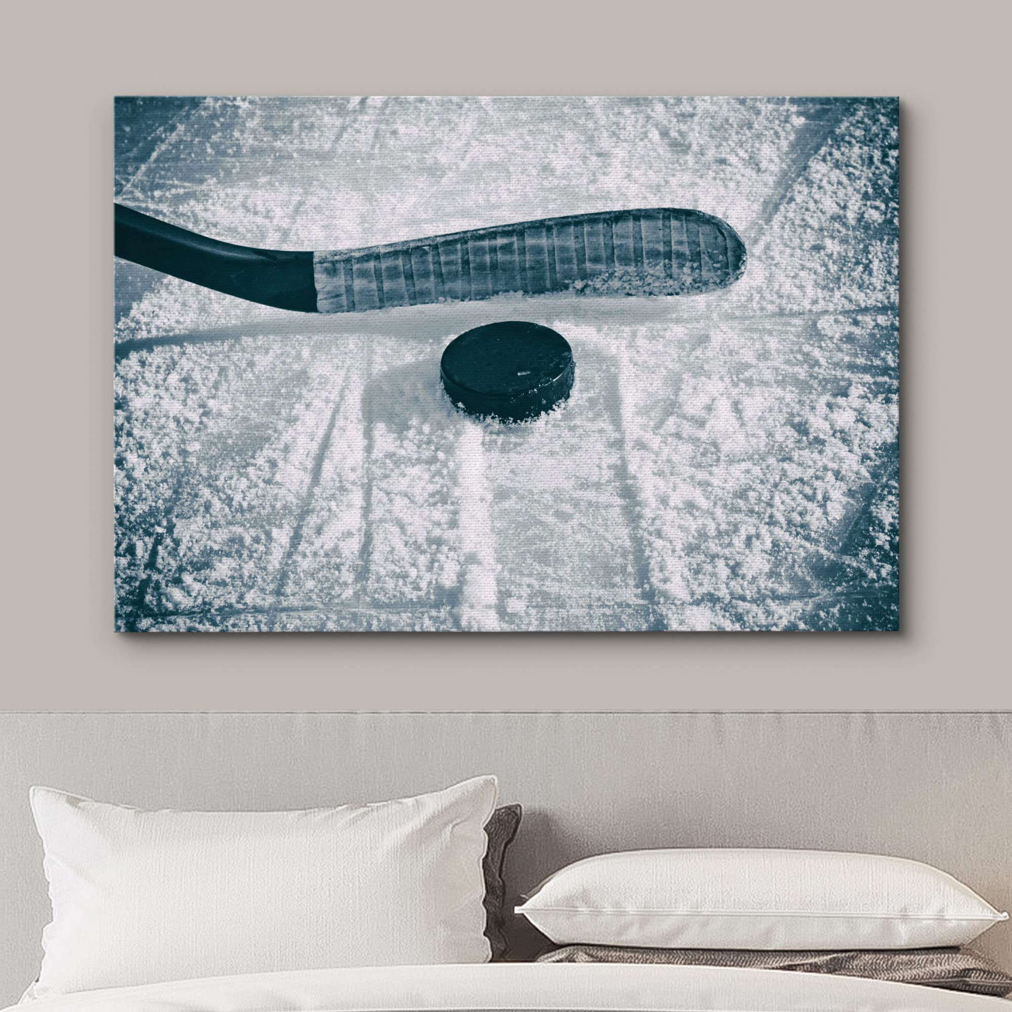 IDEA4WALL Hockey Stick & Puck On The Ice Sports Athletes Photography ...