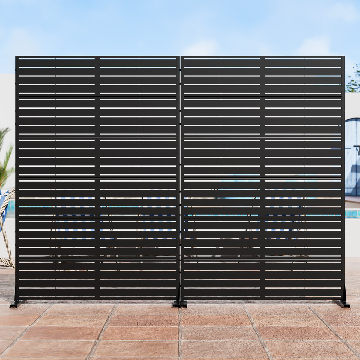 Dovelina Metal 72" x 47" Privacy Metal Screen Fence Panel Set of 2 ...